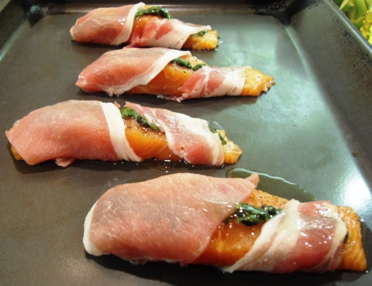 Bacon-wrapped Salmon - quick & simple! Fab Food 4 All