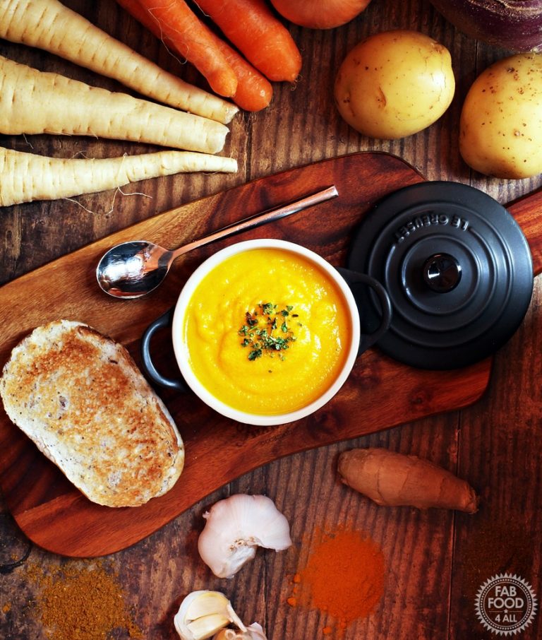 Curried Root Vegetable Soup - totally delicious! Fab Food 4 All