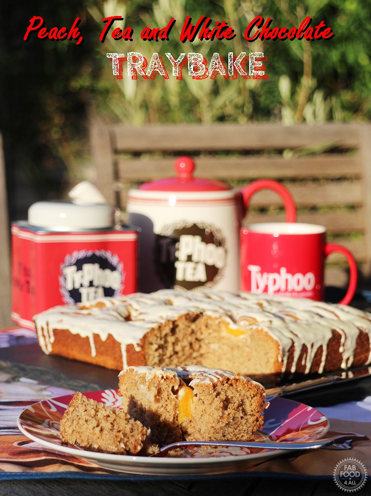 Peach, Tea and White Chocolate Traybake