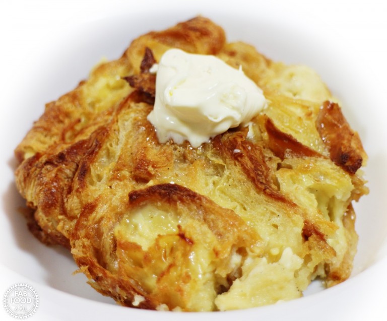 Golden Syrup & Clotted Cream Croissant Pudding - Fab Food 4 All