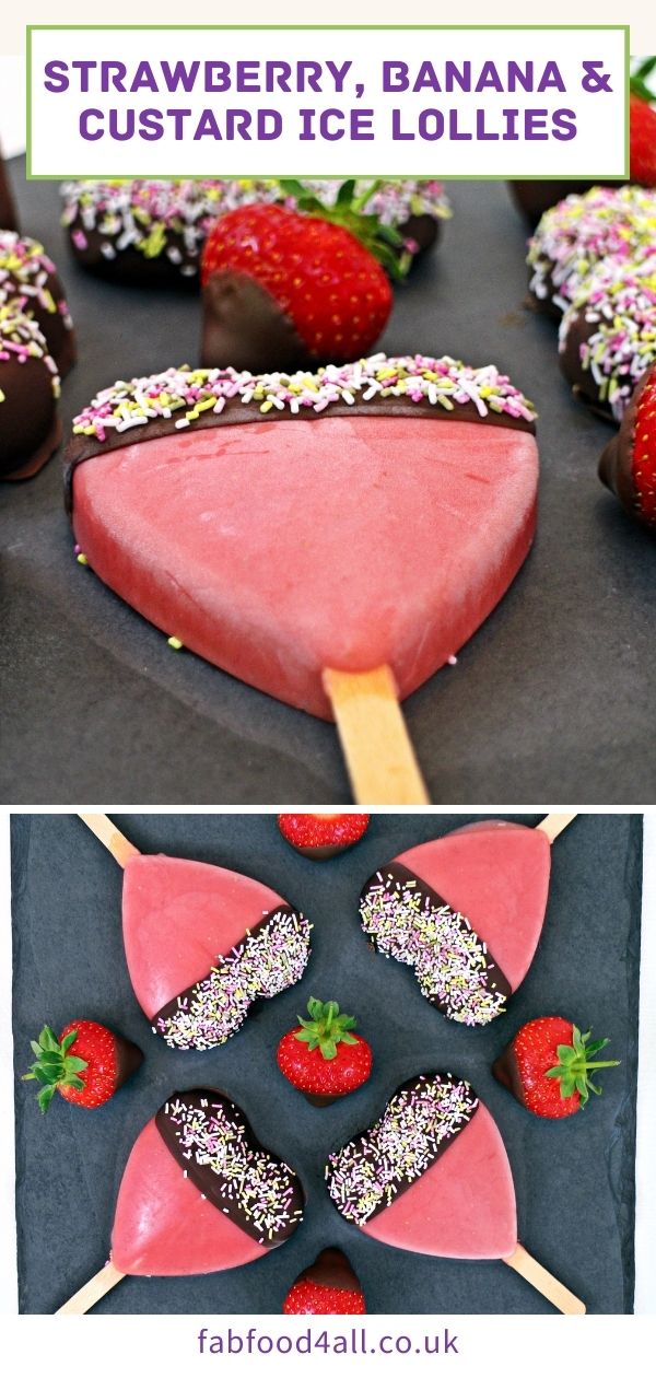 Strawberry, Banana & Custard Ice Lollies - Fab Food 4 All