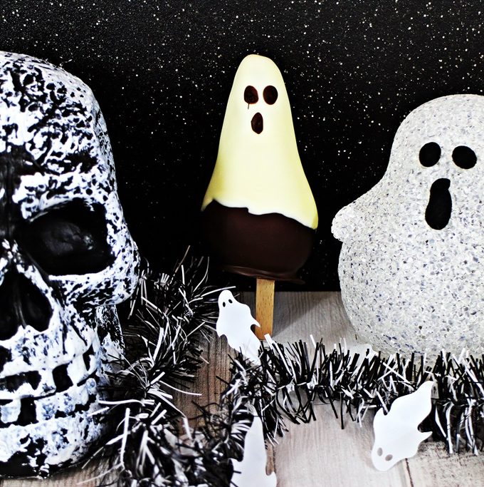 Chocolate Pear Ghosts - a heathier Halloween treat! Fab Food 4 All