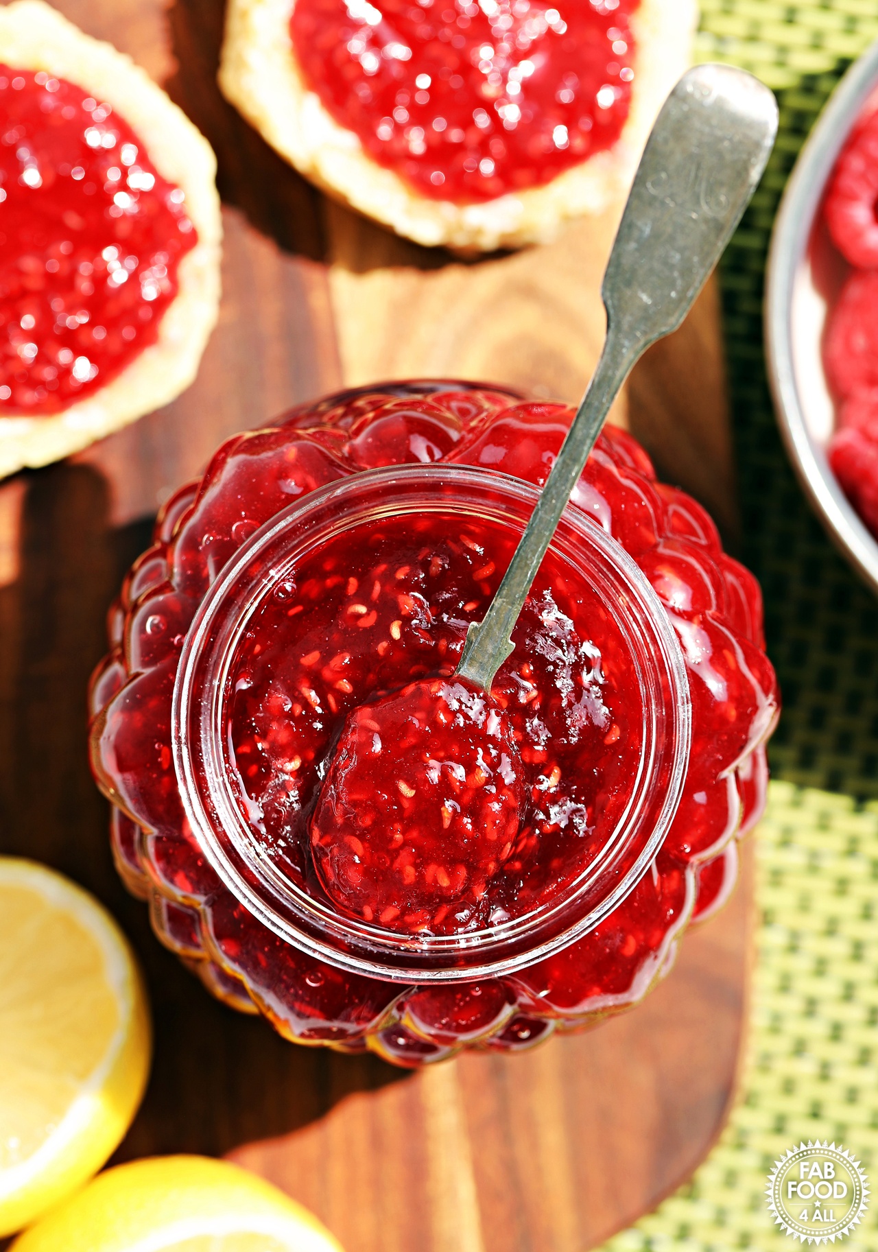 Quick & Easy Raspberry Jam Recipe - no pectin! Fab Food 4 All