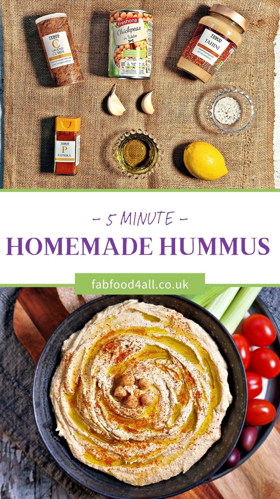 Quick Homemade Hummus Recipe (better than shop-bought)